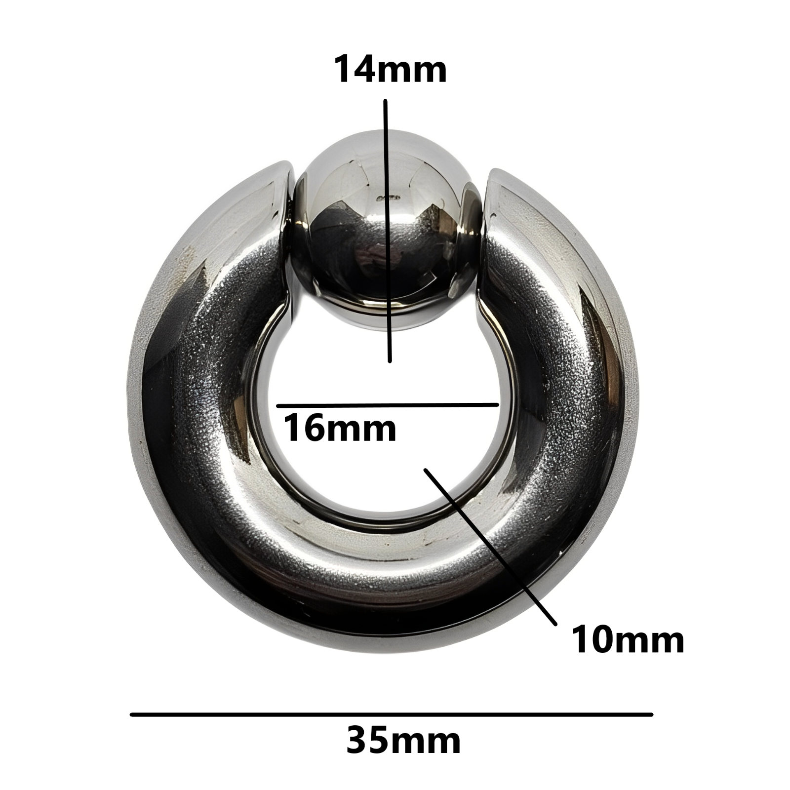 Easy Fit Heavy 35mm BCR CBR Ring 00g (10mm) 14mm Ball Closure PA Prince ...