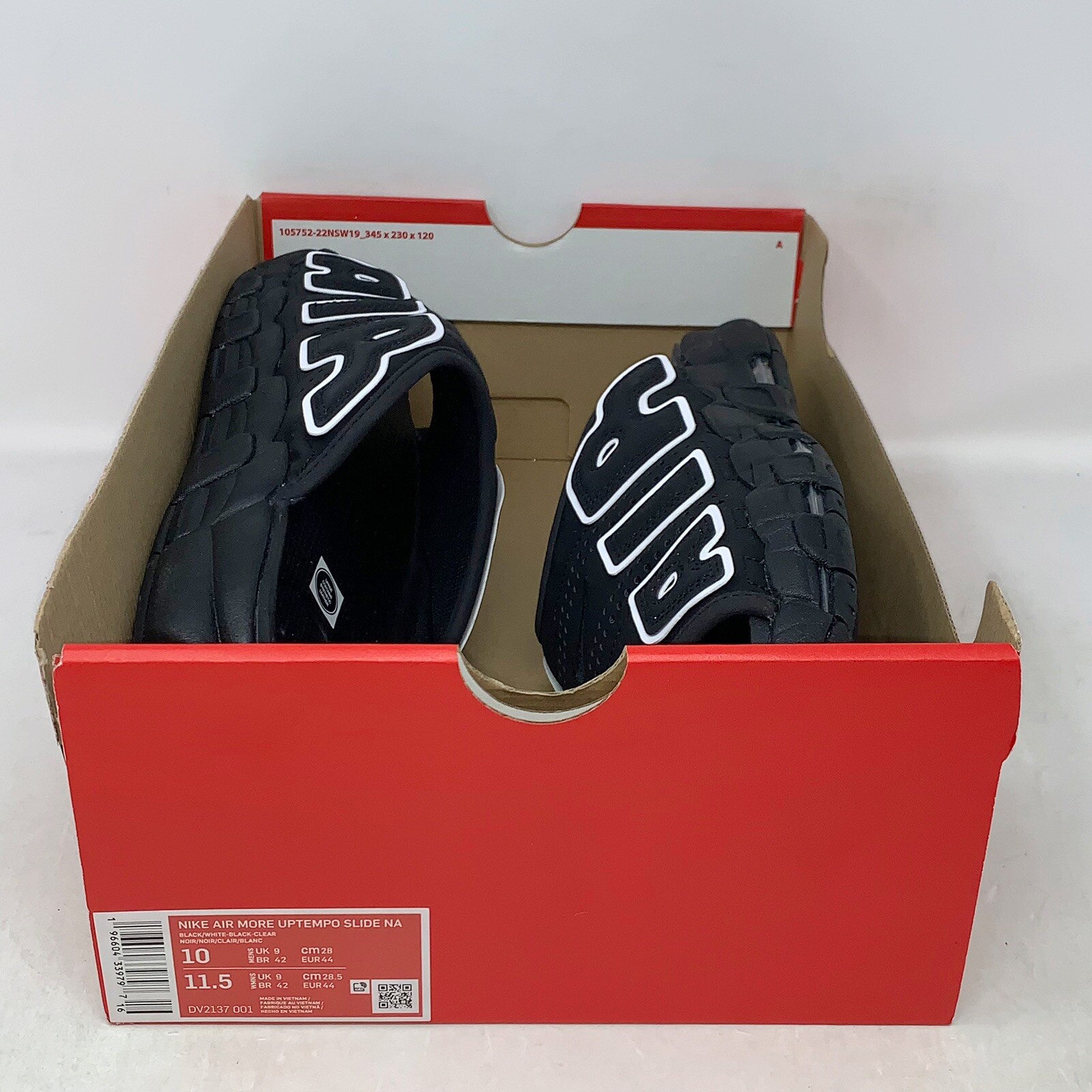 Nike Air More Uptempo Panda Black Slides, Size 10 BNIB DV2137-001 | eBay