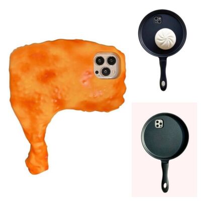 3D Frying Pan Grilled Chicken Leg Phone Case For iPhone 7-13 12 11 14 ...