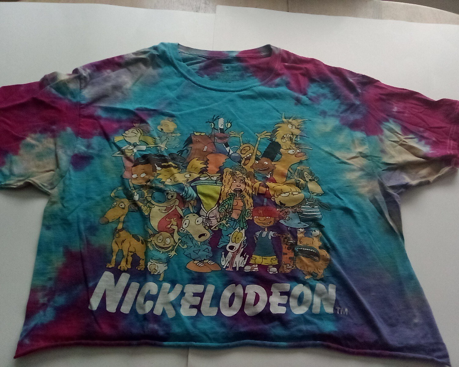 Nickelodeon Character Collage tye dye cropped t-shirt… - Gem
