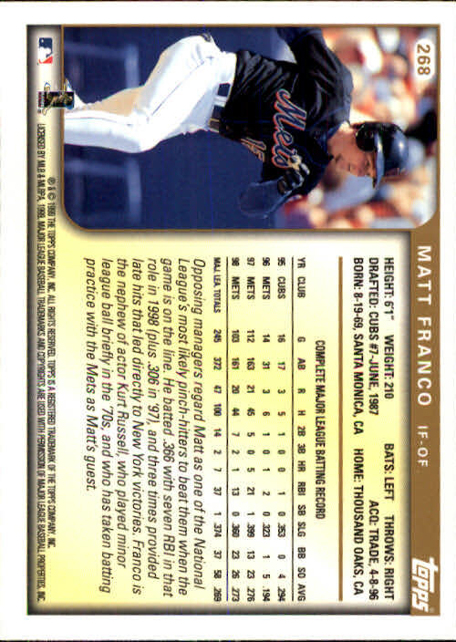 1999 Topps #268 Matt Franco - NM | eBay