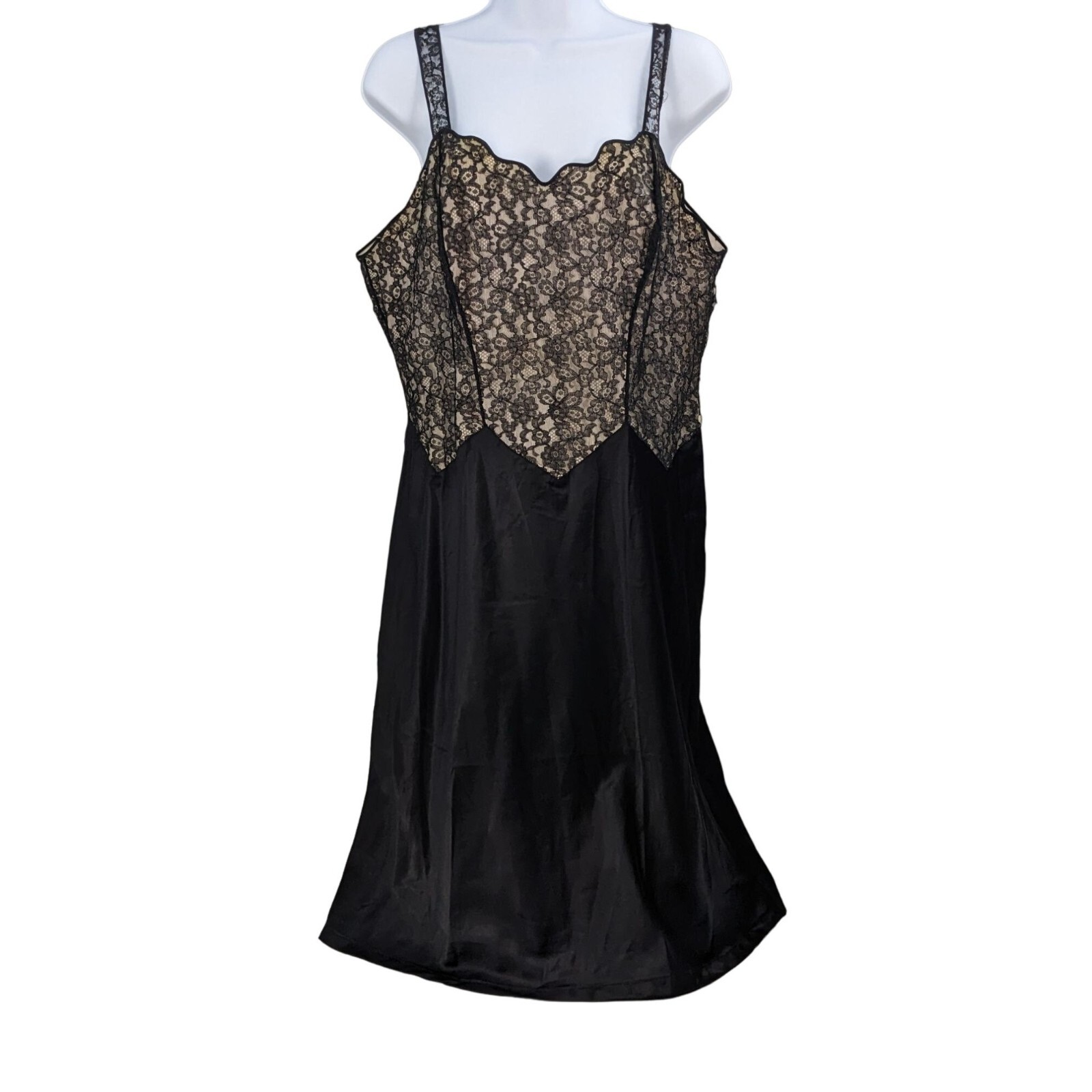Barbizon Vintage Lingerie Full Slip Black Nude Illusi… Gem