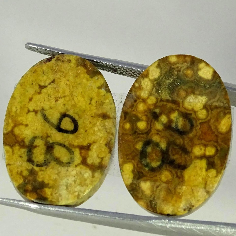 22.50Cts A+ Natural Ocean Jasper Pair Oval Cabochon Gemstone 16X23X3MM ...