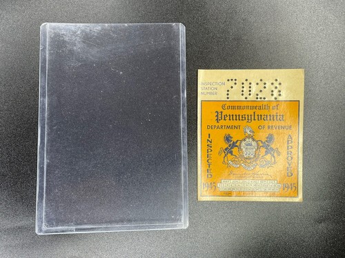 1945 Pennsylvania Inspection Sticker w/ HOLDER Pa Vtg Car Truck ...