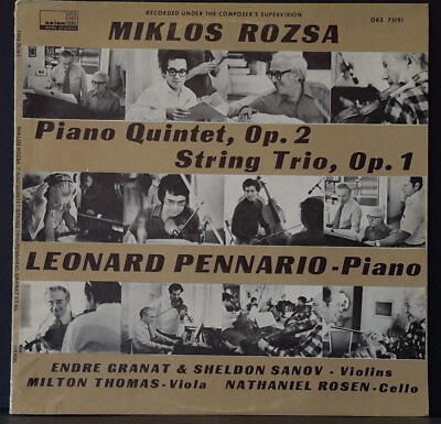 ORION OES 75191 MIKLOS ROZSA - PIANO QUINTET PENNARIO, GRANAT, 1975 US ...