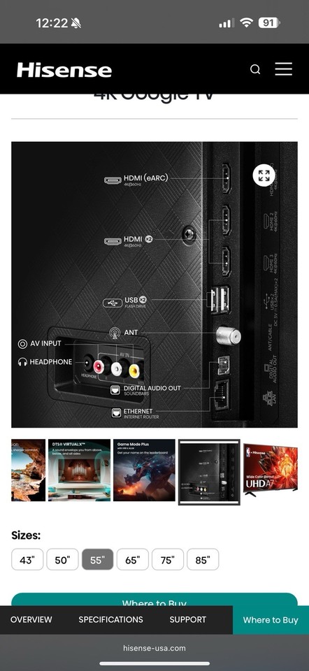 Hisense 55" LED Google Smart TV A7 Series ULED 4K UHD - Wide Color Gamut 888143017716| eBay