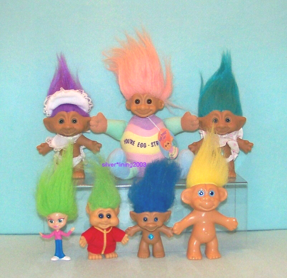 TROLLS 7 VINTAGE FIGURINE LOT / SET of 7 MIXED TROLLS | eBay