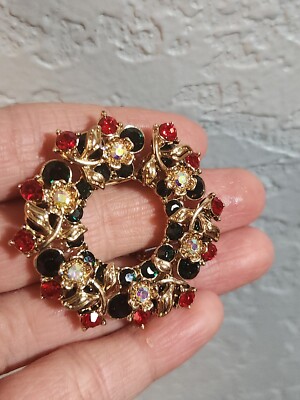 Vintage Gold-Tone Monet Rhinestone Christmas Pin Brooch | eBay
