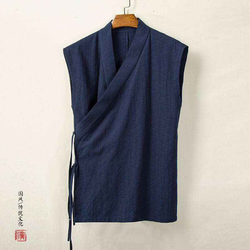 Chinese style men's Hanfu vest loose coat cotton linen Tang suit hanfu ...