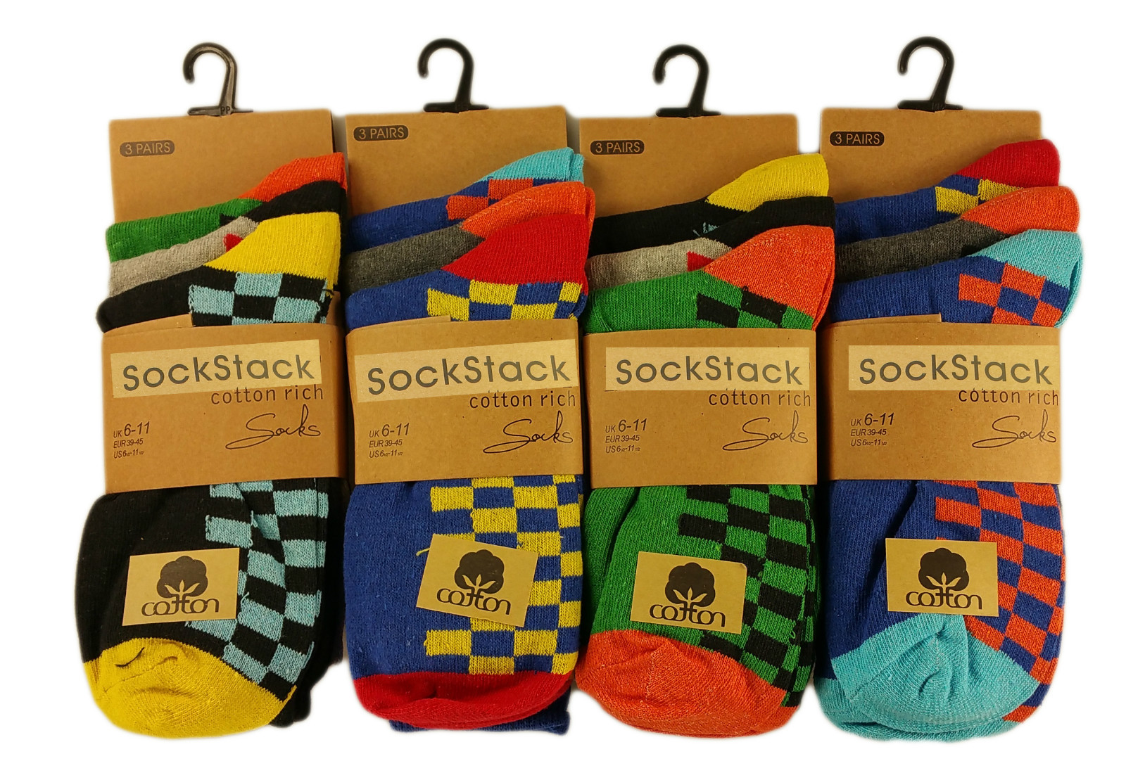 12 Pairs of Mens Designer Socks, Cotton Rich Designs by SockStack, Size 6-11 | eBay UK