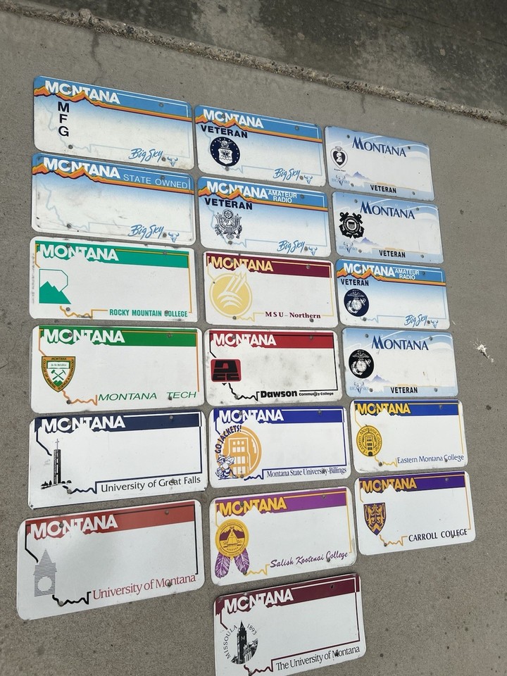 Montana License Plate Lot Samples Prototypes Veteran MFG College 19 ...