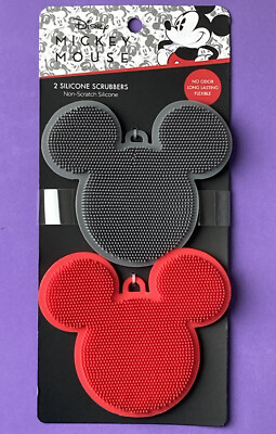 Disney Mickey Mouse Silicone Scrubbers 2 Pack Red & Gray | eBay
