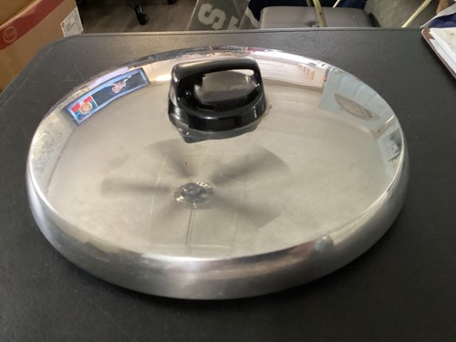Large Metal Chrome Color Pot Lid w/ Black Handle and Vent Slot | eBay