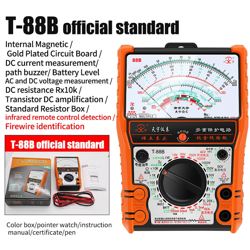 Pointer Multimeter T88A T88B T88C AC/DC 2500V Volt-Ammeter Analog ...