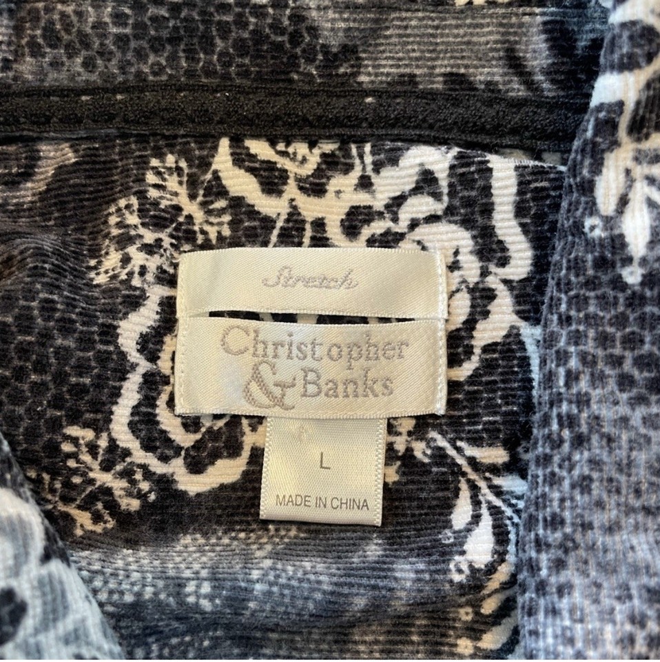 Christopher & Banks Large Black and White Floral Jacket Boho Chic ...