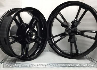 HARLEY ENFORCER WHEELS GLOSS BLACK ROAD KING STREET GLIDE #2 EXCHANGE ...