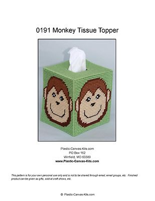 Monkey Tissue Topper-Plastic Canvas Pattern or Kit | eBay