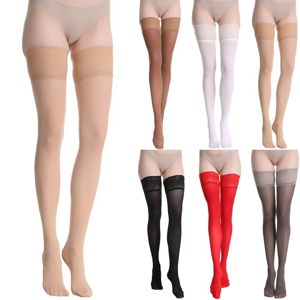 Stockings Knee Lace Nylon Pantyhose Tight White Women Coffee Red Sheer eBay