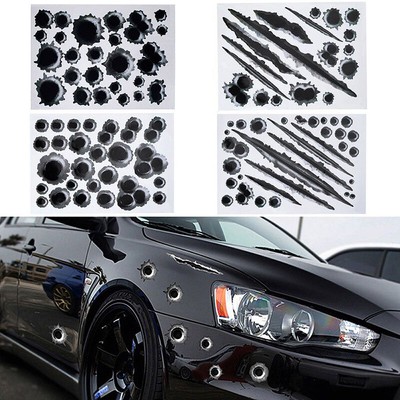 Car Bullet Holes Stickers Funny Prank Realistic Window Scratch Graphic ...