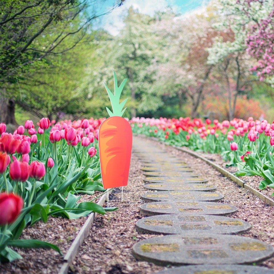 Easter Carrot Sign Garden Carrot Shape Adorn Easter Yard Stake Easter ...