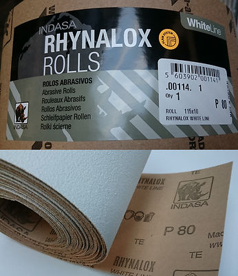 Indasa Rhynalox Whiteline Dry Sand Paper 15m Roll P80 Grit Abrasive ...