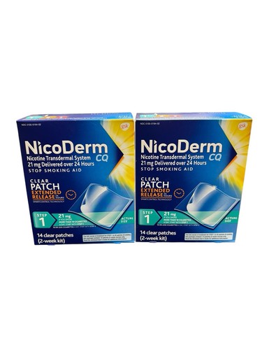 NicoDerm CQ Stop Smoking Patch 14 Clear Patches Step 1,21 mg Exp 08/ ...