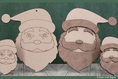Wooden mdf Santa Claus faces, Father Christmas craft shape, decoration ...