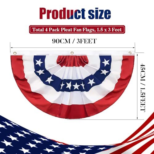 4 Pack Usa Pleated Fan Flag 1 5 X 3 Ft American Flag Bunting 4pack 1