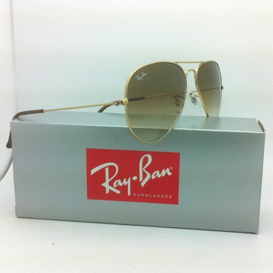 New Ray-Ban Aviator Sunglasses RB 3025 001/51 58-14 Gold Frame Brown ...