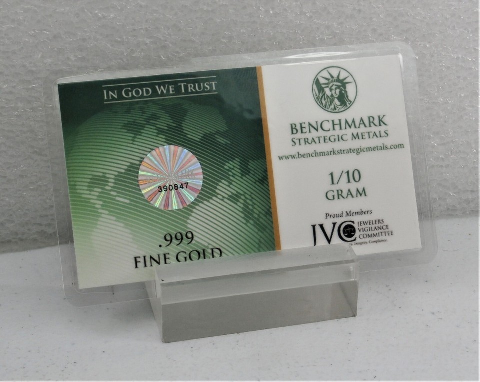 1/10 Gram Gold Bar 24K 999 Fine Gold Bullion Bar in sealed cert card ...