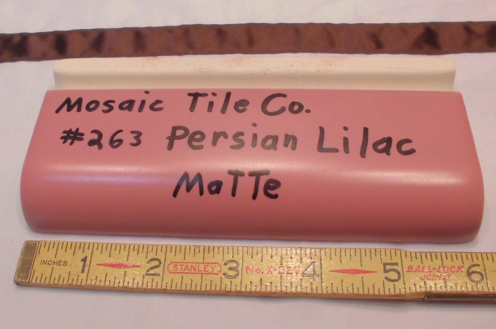 6 pcs. *Dark Lilac* Ceramic Radius bullnose Cap Tiles by The Mosaic Co ...