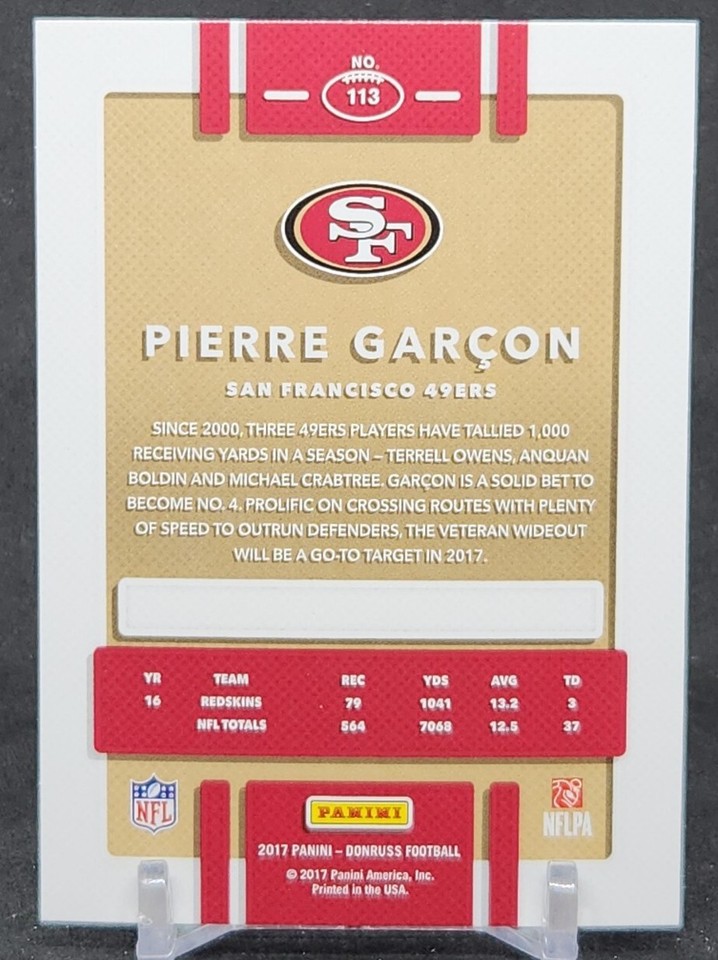 2017 Panini Donruss Football Pierre Garcon Base Card #113 San Francisco ...