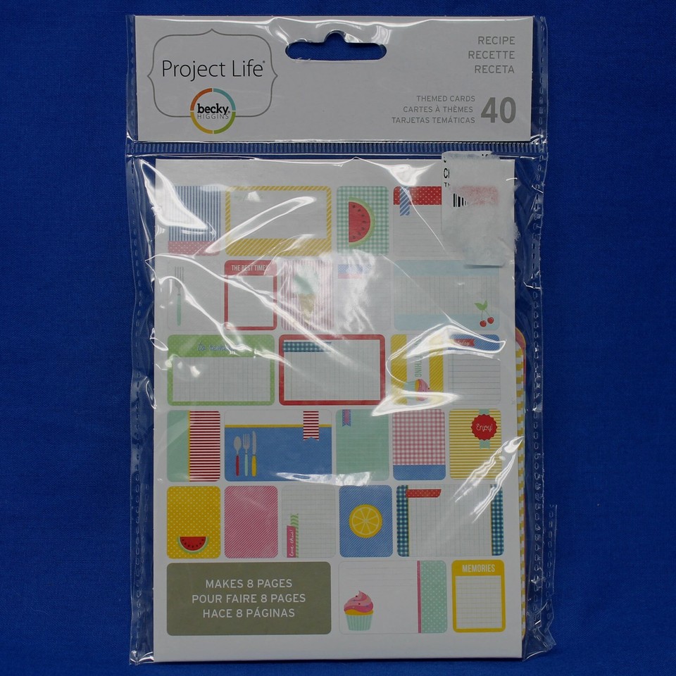Project Life RECIPE Themed Cards 40 Pc. Pocket Page Cards Scrapbooking ...