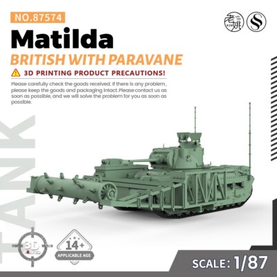 SSMODEL 1/87 HO Scale Railway Military Model Kit British Matilda With ...