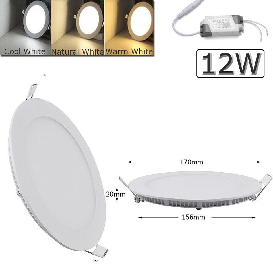 18W 15W 12W 9W 6W 3W LED Round Recessed Ceiling Flat Panel Down Light Slim 24W | eBay