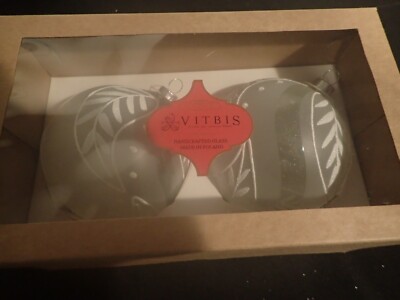 Vitbis Handcraftd Glass Ornaments 2pc Made in Poland FROSTED WHITE NIB ...