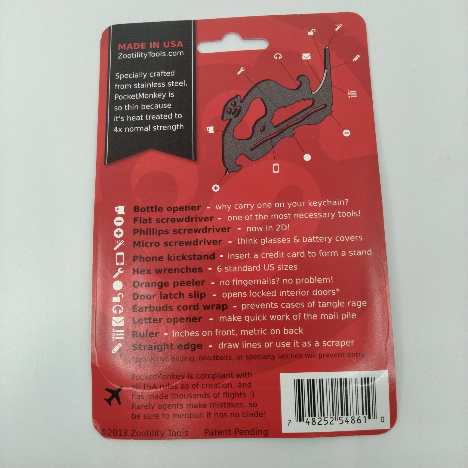 Zootility Stainless Steel 12 in 1 Pocket Monkey Wallet EDC Multi Tool ...