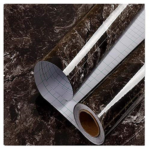 Black Brown Marble Look Contact Paper Film High Glossy Granite Effect ...
