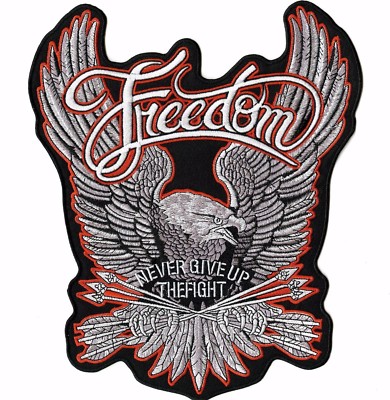 Freedom Eagle Patch 11" | "Never Give Up The Fight" | Iron On ...