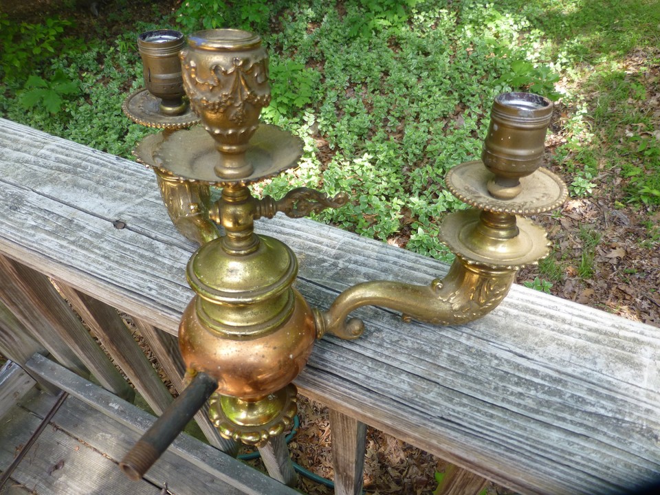 Antique Gothic French Victorian Baroque Rococo Brass Copper ex-Gas ...