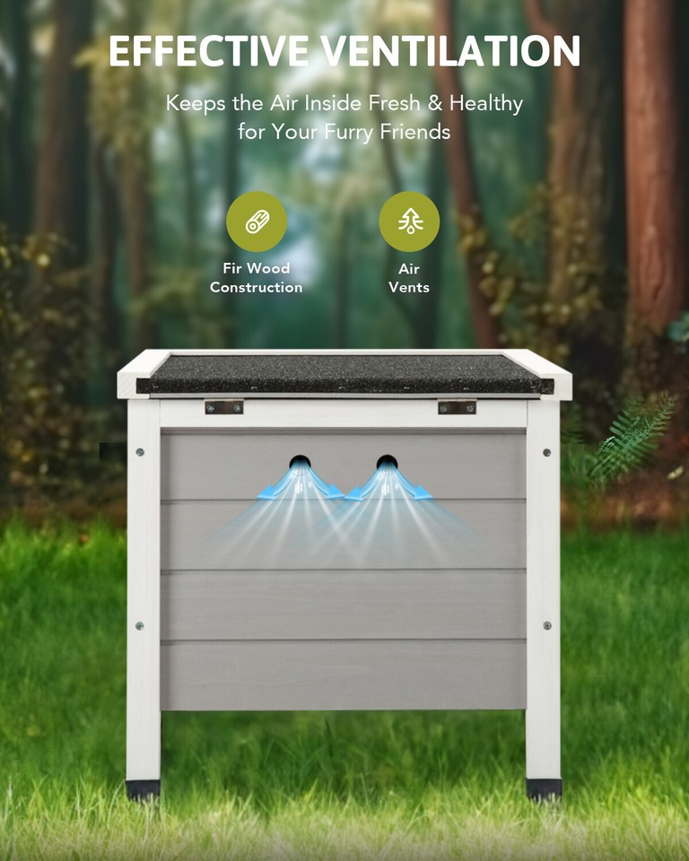 CO-Z Wooden Outdoor Cat House Weatherproof Rabbit Hutch Hideout Indoor ...