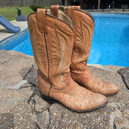 Vintage Rancho Boots Mexican Mens 27.5EE Ostrich Leather Cowboy Western | eBay