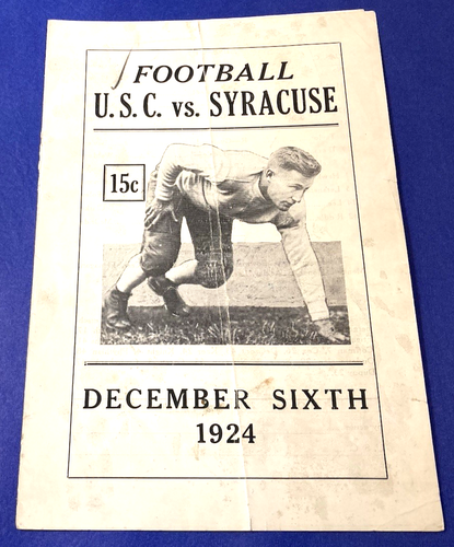 December 6, 1924 U.S.C. vs Syracuse College Football Program As Found ...