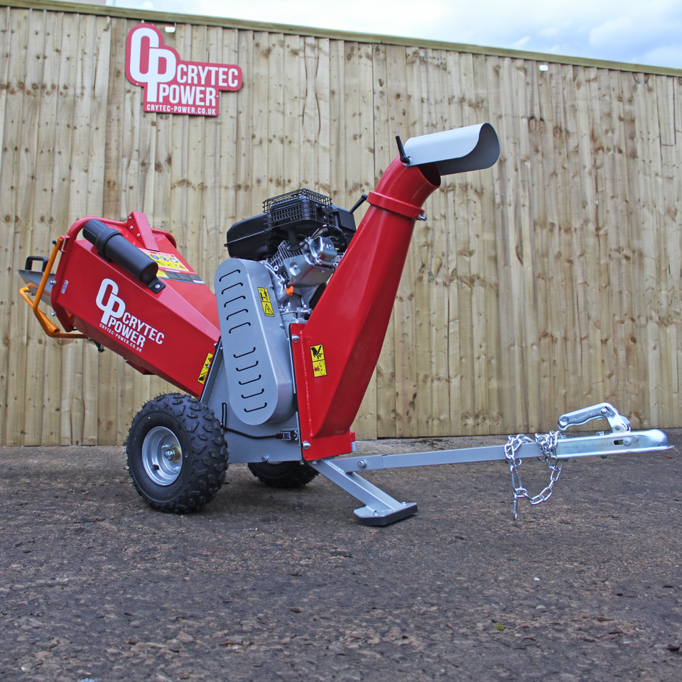 CRYTEC CRC400-R 7HP 100mm Wood Chipper Garden Shredder Petrol Chipping ...