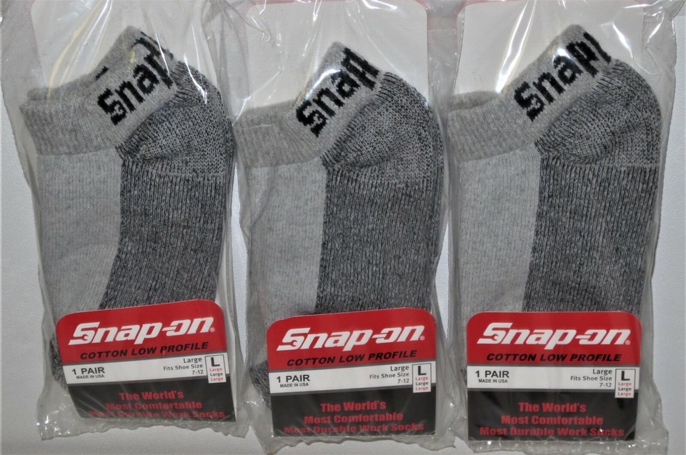 12 PAIRS Snap-On Socks Men's GRAY LOW PROFILE LARGE *FREE SHIP* MADE IN ...