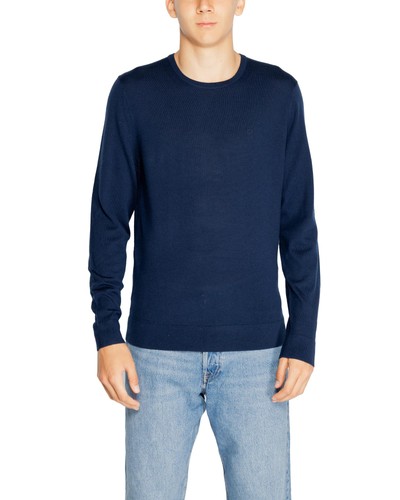 Calvin Klein Crew Neck Sweater Classic Fit Men Blue Sweaters & Knitwear ...