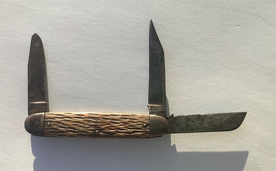 Nice Vintage Old ULSTER USA Jigged Bone Cattle Stockkman Pattern Knife ...