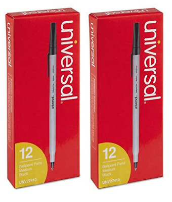 Universal Economy Ballpoint Stick Oil-Based Pen 1mm Black Ink 24-Count ...
