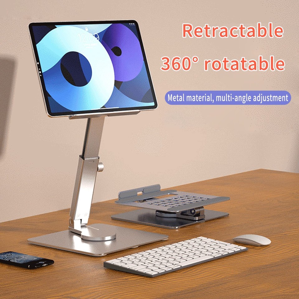Aluminum Tablet Stand, 360°Rotating Base Folding iPad Desk Stand ...
