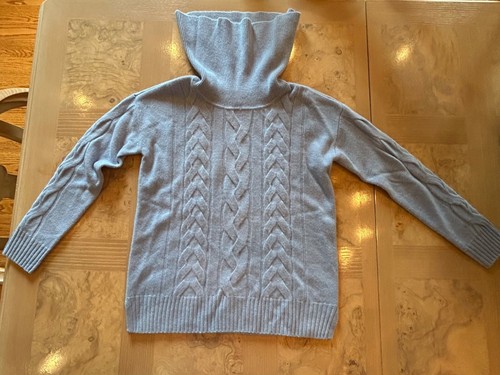 Talbots Powder Blue Pure Cashmere Cable Knit Turtleneck Sweater ...